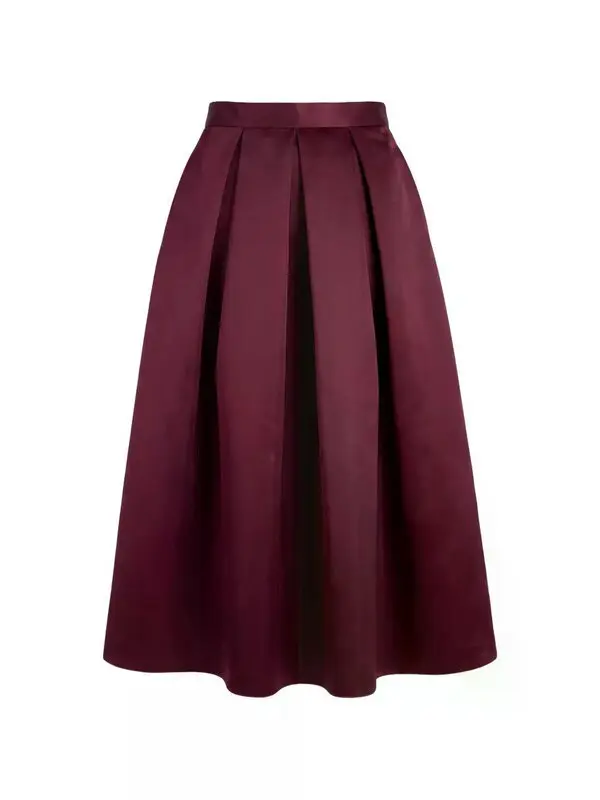 LUNATICA MILANO Duchesse Pleated Midi Skirt - Red