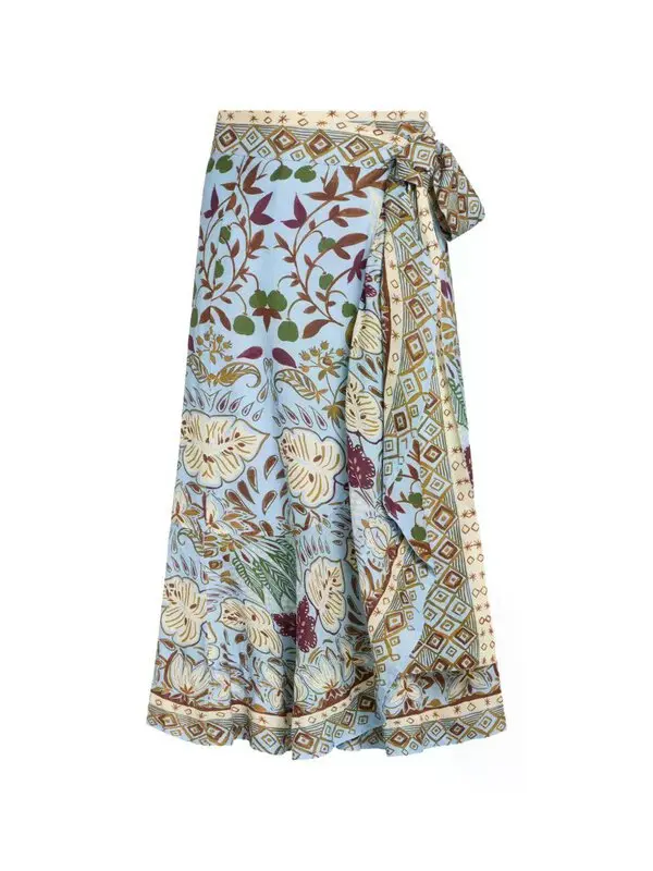 MARIE OLIVER Teresa Floral Print Wrap Midi Skirt - Blue