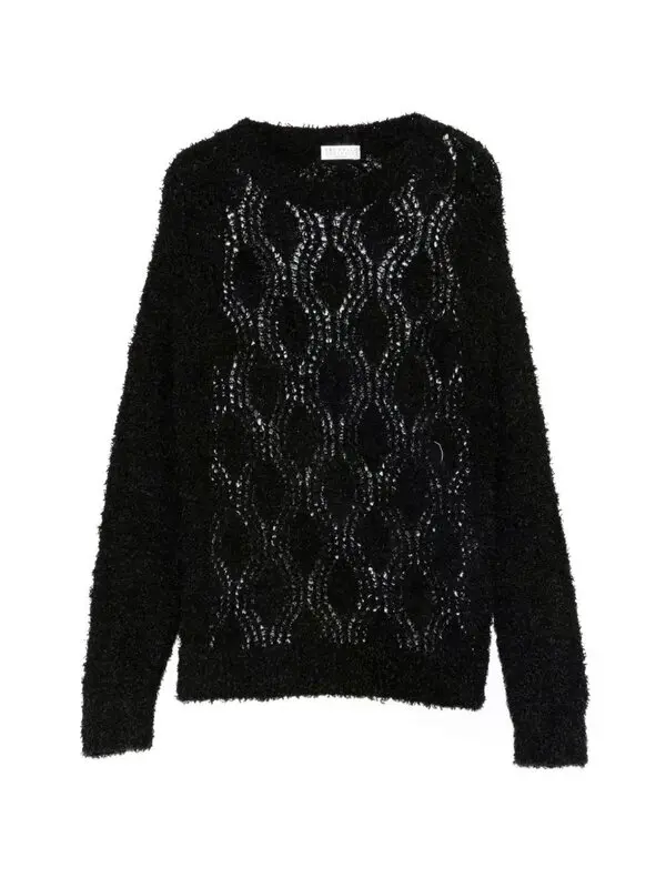 Brunello Cucinelli Double-layer Open-knit Bouclé Sweater - Black