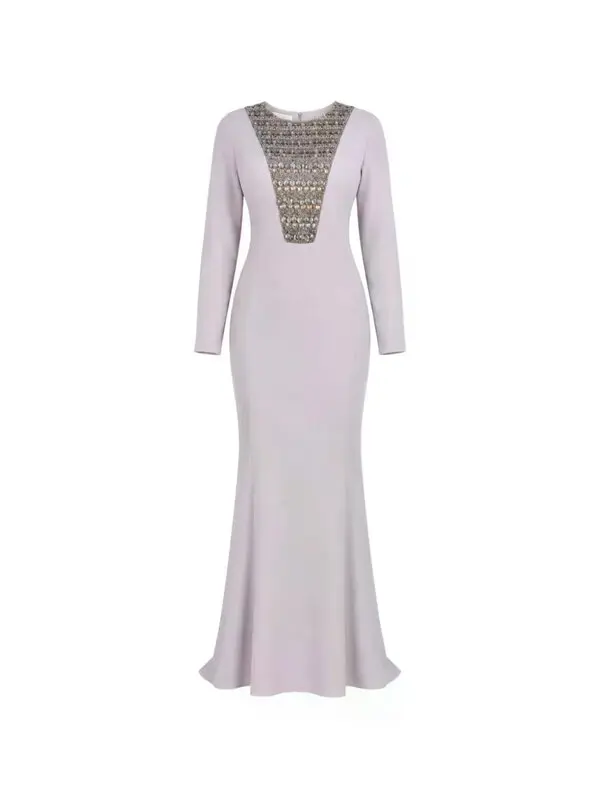 LOODYANA Hand-embroidered Fish-cut Maxi Dress - Purple