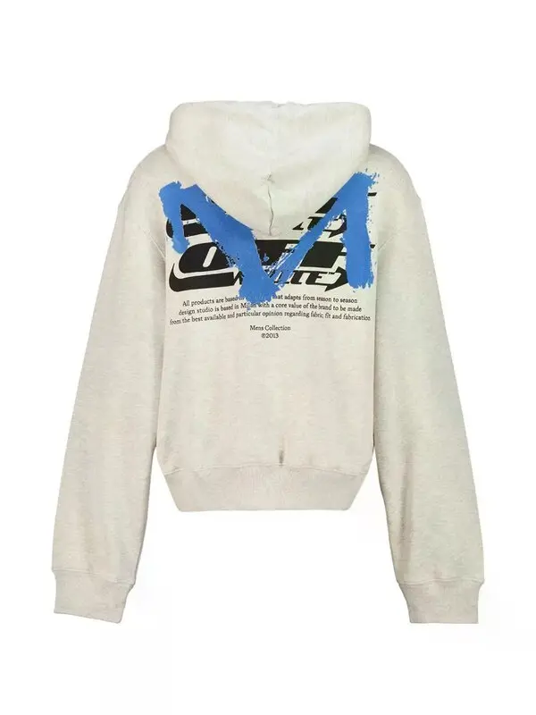 Off-White Logo-print Zip-up Hoodie - Grey