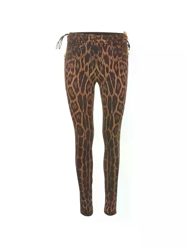 Roberto Cavalli Leopard Print Skinny Trousers - Brown