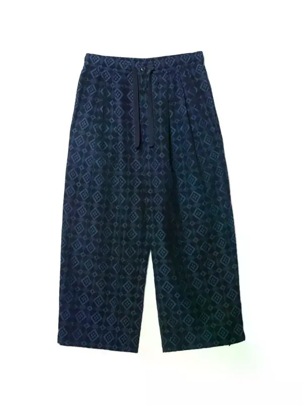 MAHARISHI Komon Aizome Diamond-pattern Drawstring Trousers - Blue