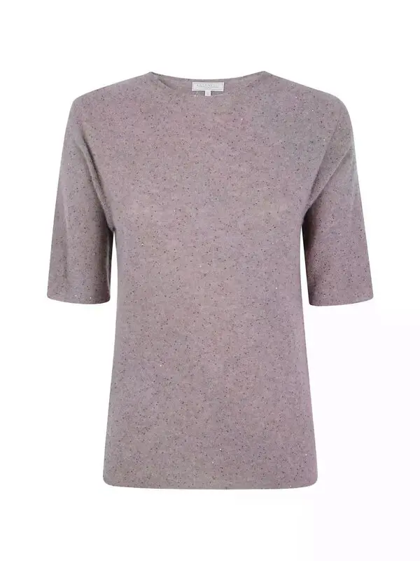 Antonelli Firenze Sequin-embellished Short-sleeved Sweater - Grey