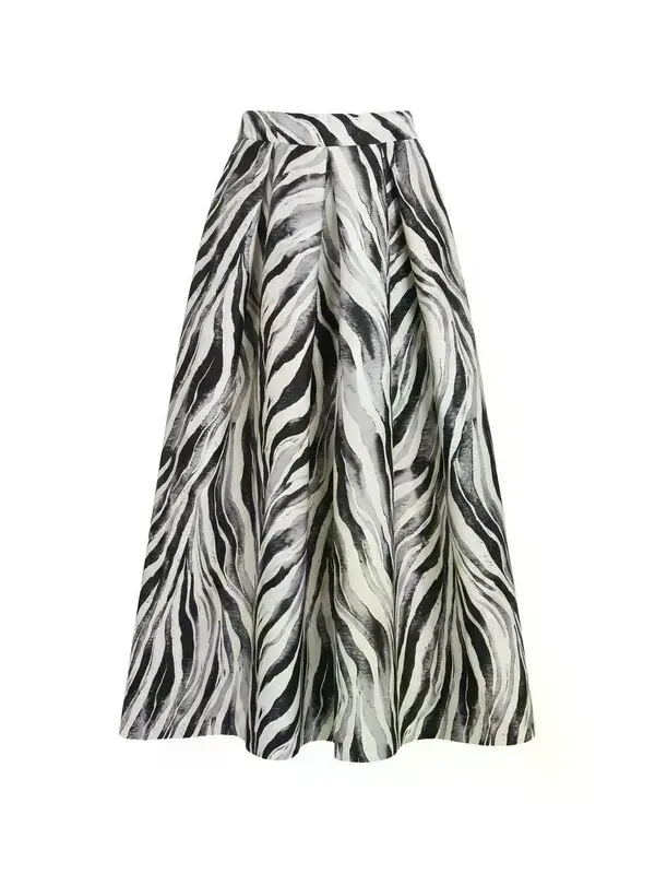 LUNATICA MILANO Savanna Zebra-print Pleated Midi Skirt - White