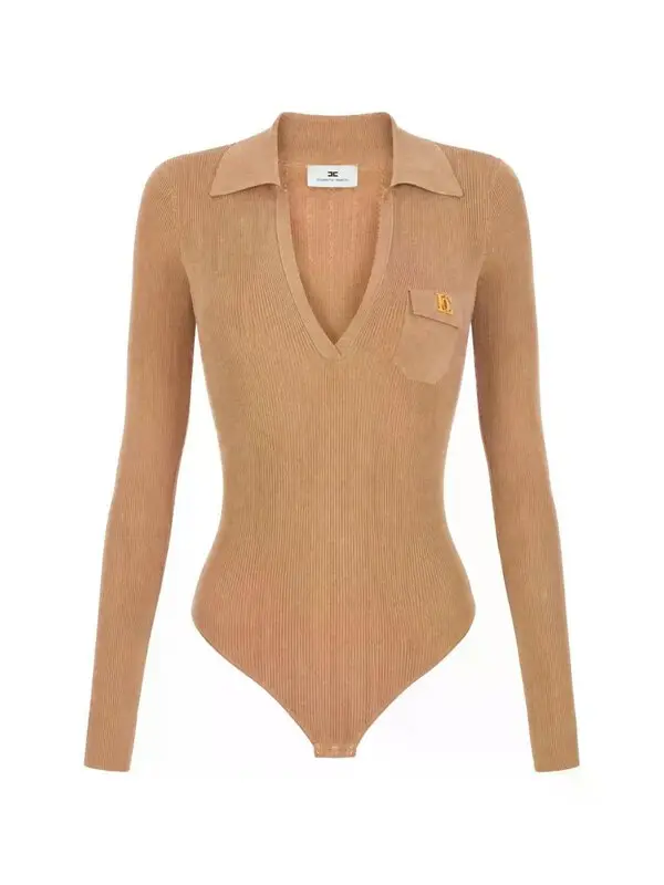 Elisabetta Franchi Knit Bodysuit With Openwork Embroideries - Neutrals