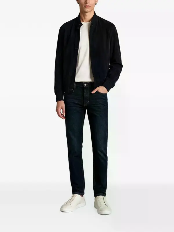 Zegna Ribbed-trim Bomber Jacket - Blue