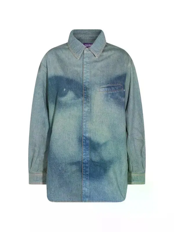 JEAN PAUL GAULTIER Graphic-print Denim Shirt - Blue
