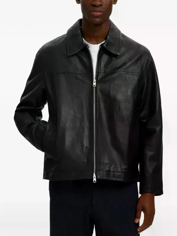 SELECTED Lucas Zip-up Leather Jacket - Black