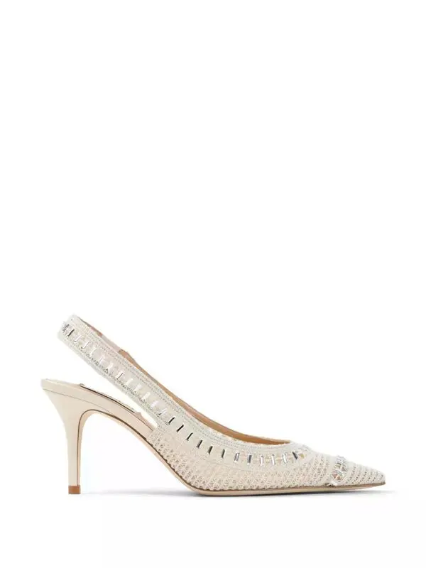 ARTEANA Trieste Embellished Crochet Slingback Pumps - Neutrals