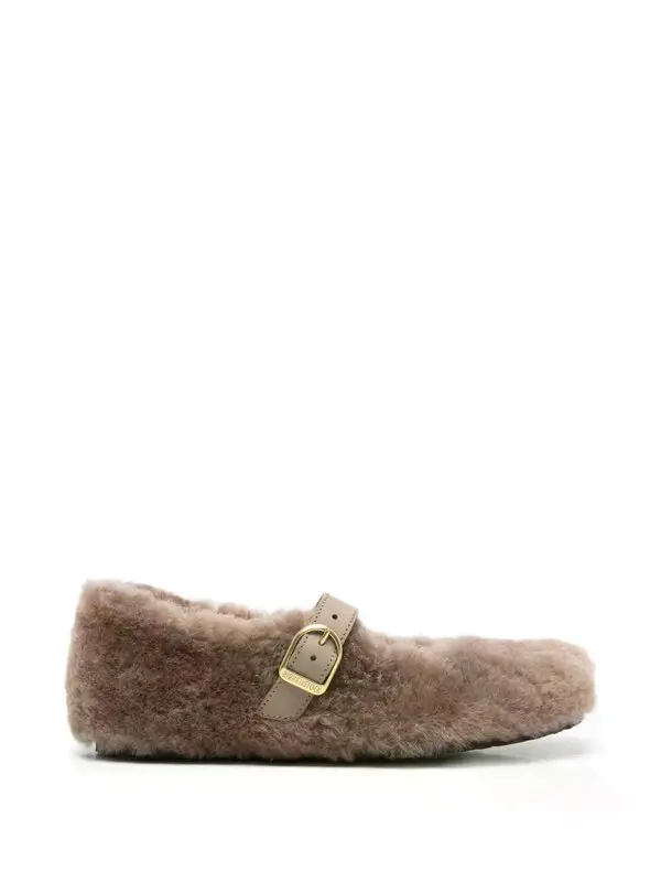BIRKENSTOCK Santa Clarita Shearling Trim Ballet Flats - Brown