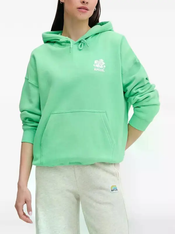 Rip Curl Surf Puff Heritage Logo-print Floral-detail Hoodie - Green