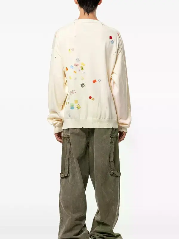 Mihara Yasuhiro Price Tag Sticker Printed Knit Sweater