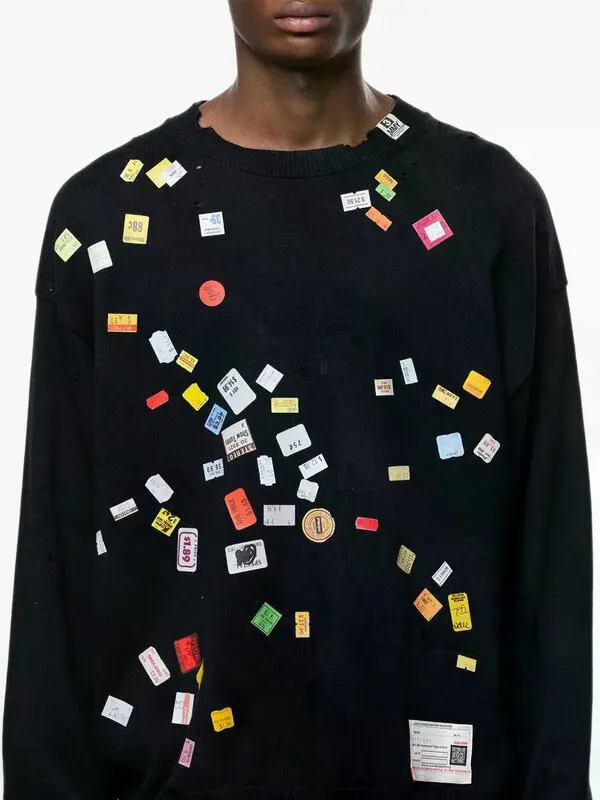 Mihara Yasuhiro Price Tag Sticker Knit Sweater