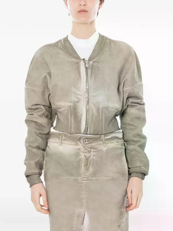 Rick Owens Flight Long-sleeve Cropped Bomber Jacket - Neutrals
