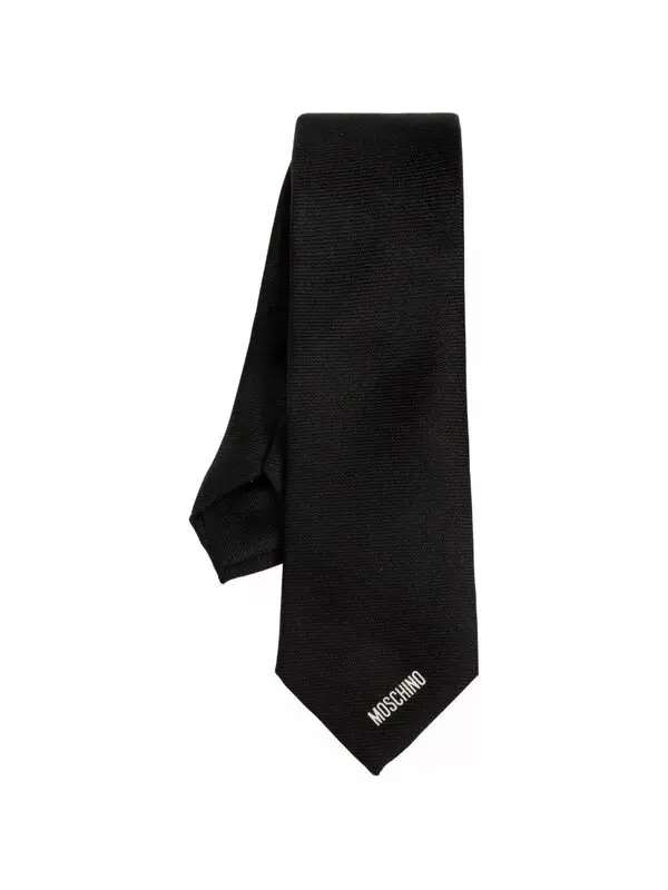 Moschino Logo-embroidered Silk Tie - Black