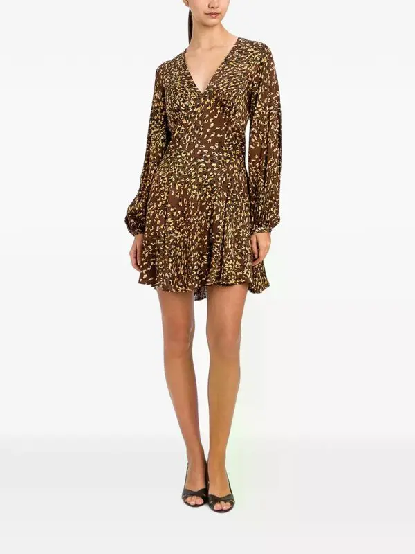 TWINSET Animal-print V-neck Mini Dress - Brown