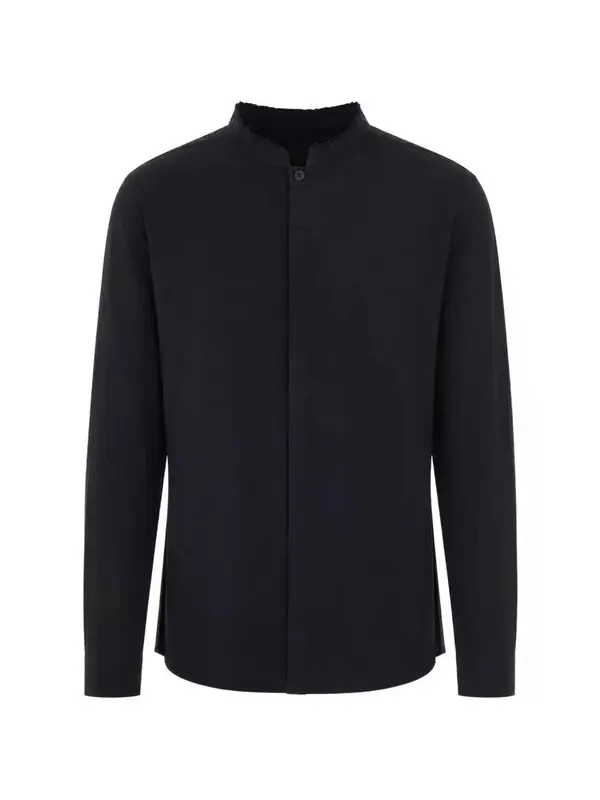 THOM KROM Frayed-edge Band-collar Shirt