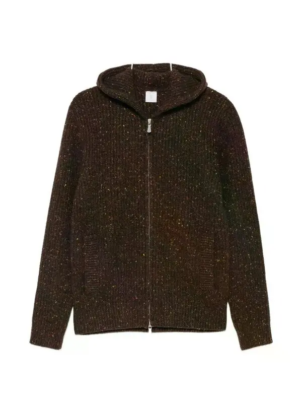 Eleventy Zip-up Ribbed-knit Hoodie
