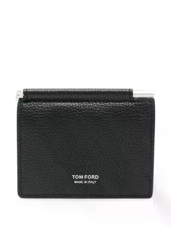 TOM FORD Hammered-leather Bi-fold Wallet - Black