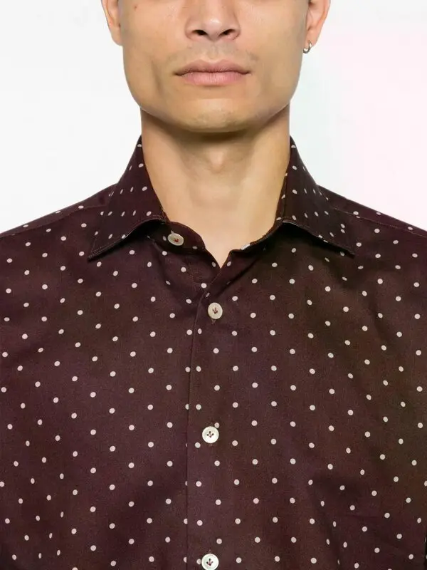 Eleventy Polka-dot Long-sleeve Shirt