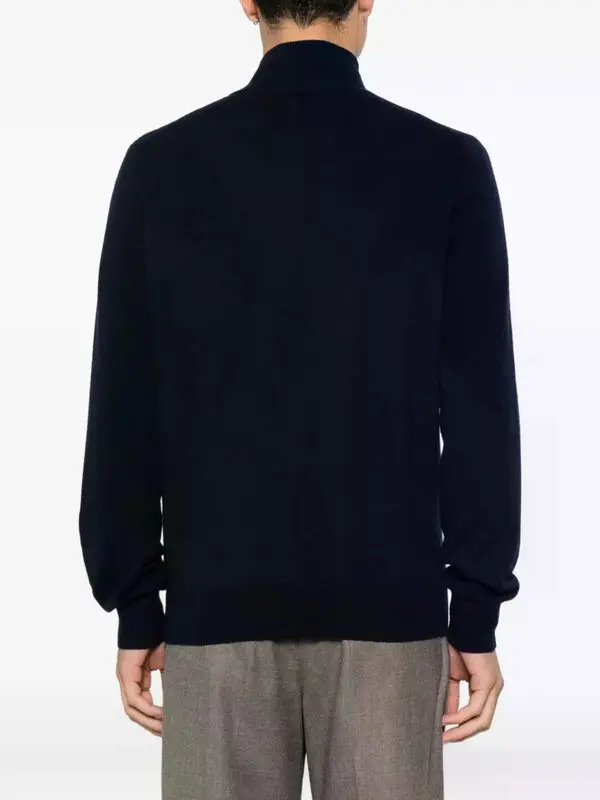 Soft Goat Zip-up High-neck Cardigan