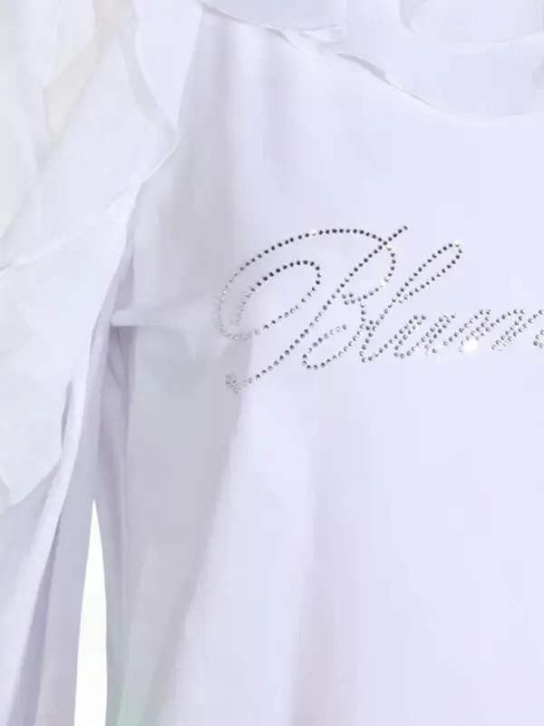 Blumarine Ruffled Strass-logo Tank Top