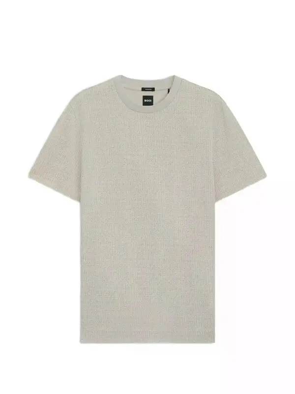 BOSS Cotton T-shirt With Two-tone Jacquard-knit Pattern - Neutrals