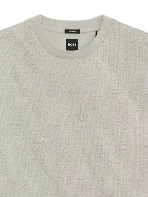 BOSS Cotton T-shirt With Two-tone Jacquard-knit Pattern