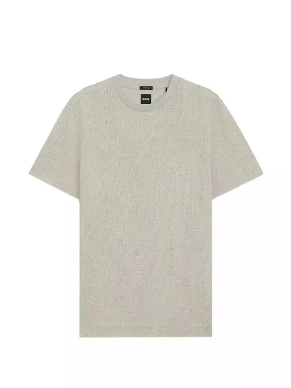 BOSS Cotton T-shirt With Two-tone Jacquard-knit Pattern - Neutrals