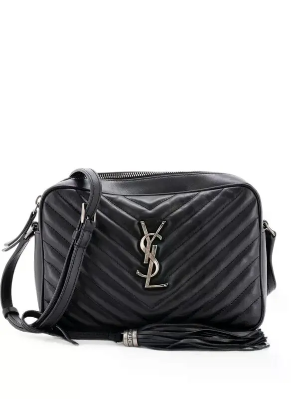 Saint Laurent Lou Camera Bag Matelasse Chevron Leather Small Crossbody Bag - Black