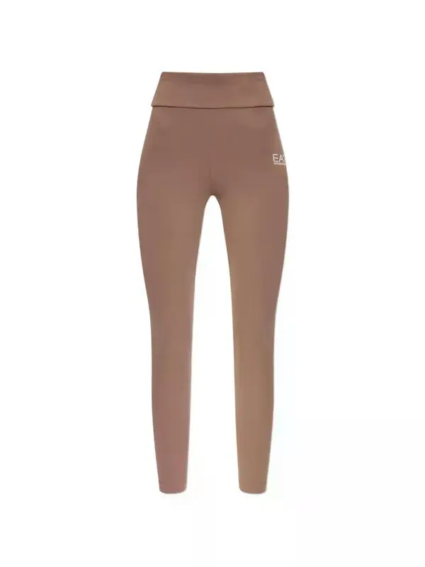 EA7 Logo-print Performance Leggings - Brown