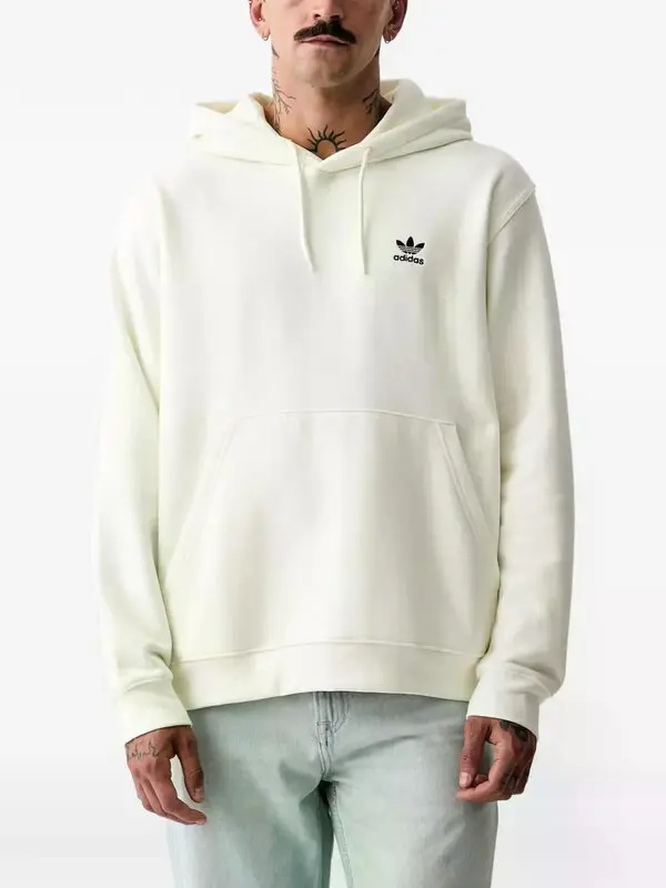 Adidas Logo-embroidered Drawstring Hoodie - Neutrals