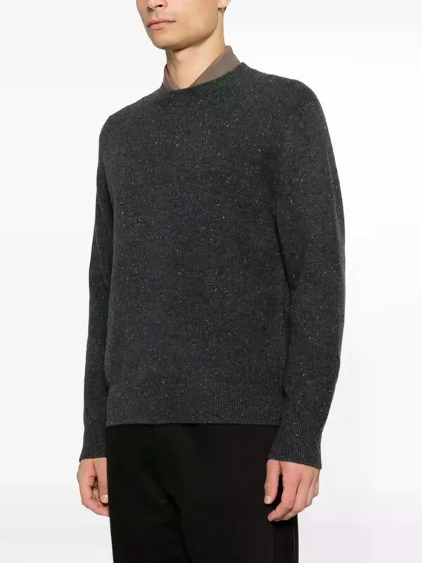 Eleventy Merino Wool Speckled Knit Crew Neck Sweater
