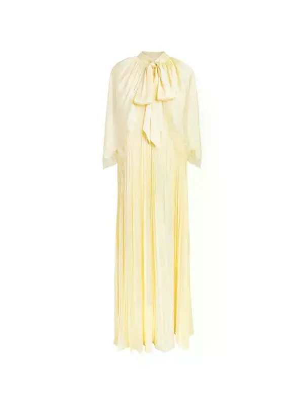 SELF-PORTRAIT Lace-trim Tie-neck Maxi Dress - Yellow