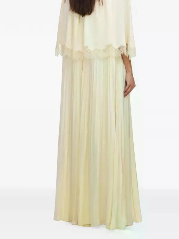 SELF-PORTRAIT Lace-trim Tie-neck Maxi Dress