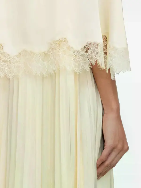 SELF-PORTRAIT Lace-trim Tie-neck Maxi Dress