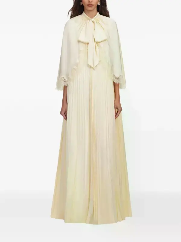 SELF-PORTRAIT Lace-trimmed Tie-neck Maxi Dress