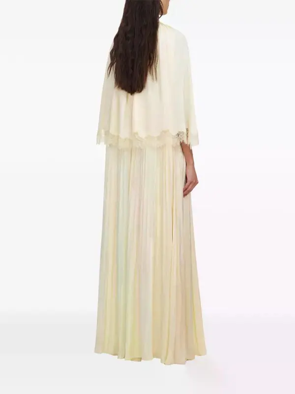 SELF-PORTRAIT Lace-trimmed Tie-neck Maxi Dress