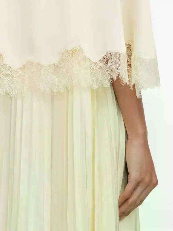 SELF-PORTRAIT Lace-trimmed Tie-neck Maxi Dress