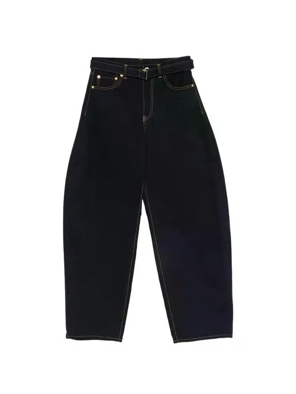 Sacai Belted Contrast-stitch Jeans