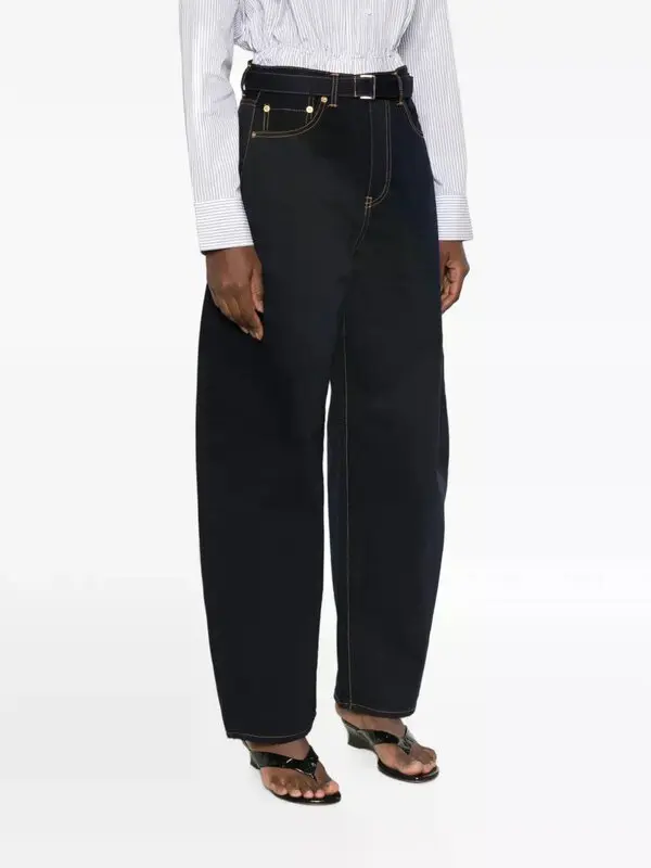 Sacai Belted Contrast-stitch Jeans