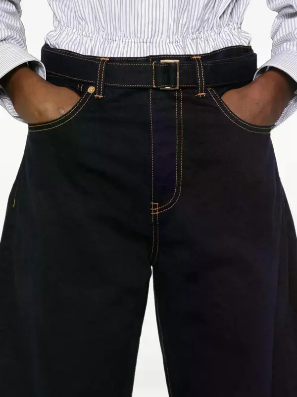 Sacai Belted Contrast-stitch Jeans