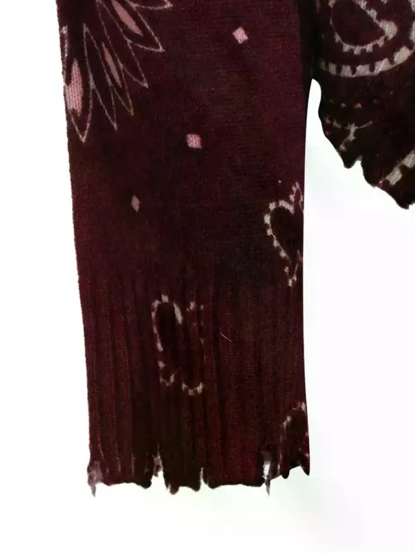KUJTEN Paisley Print Frayed-edge Sweater