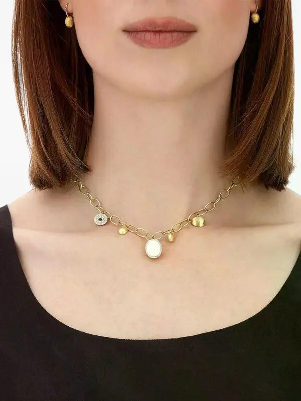 NANIS 18k Yellow Pavé Diamond Sway Boule Link Necklace