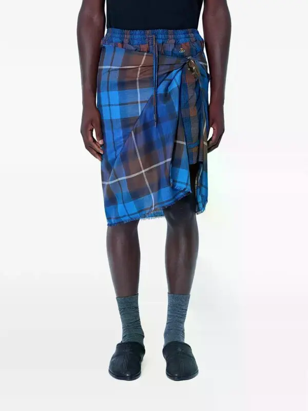 VIVIENNE WESTWOOD Plaid Wrap Shorts - Blue