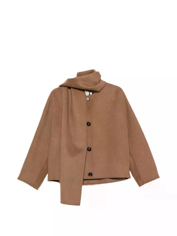 Max Mara Scarf-detail Button-up Jacket - Brown