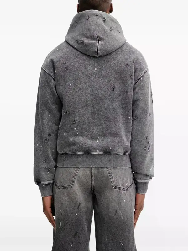 BEAMS Distressed Paint-splatter Hoodie