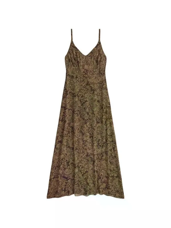 Ralph Lauren Paisley Print Silk Maxi Dress - Brown