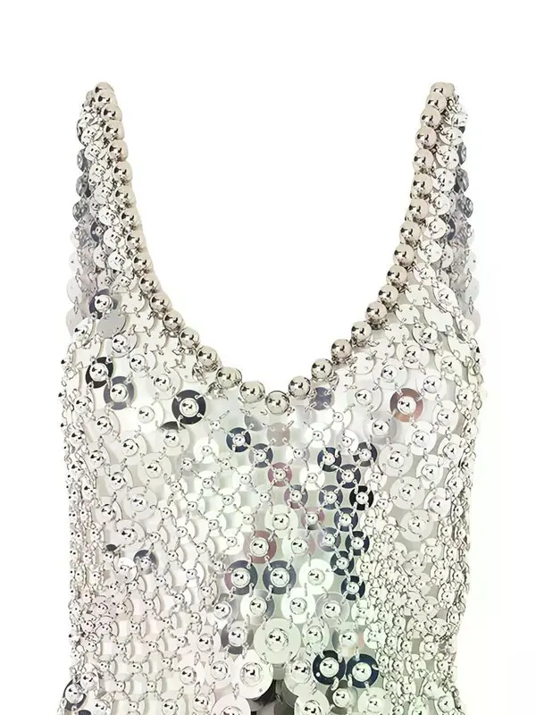 Rabanne Tone Sequin Embellished V-neck Sleeveless Top